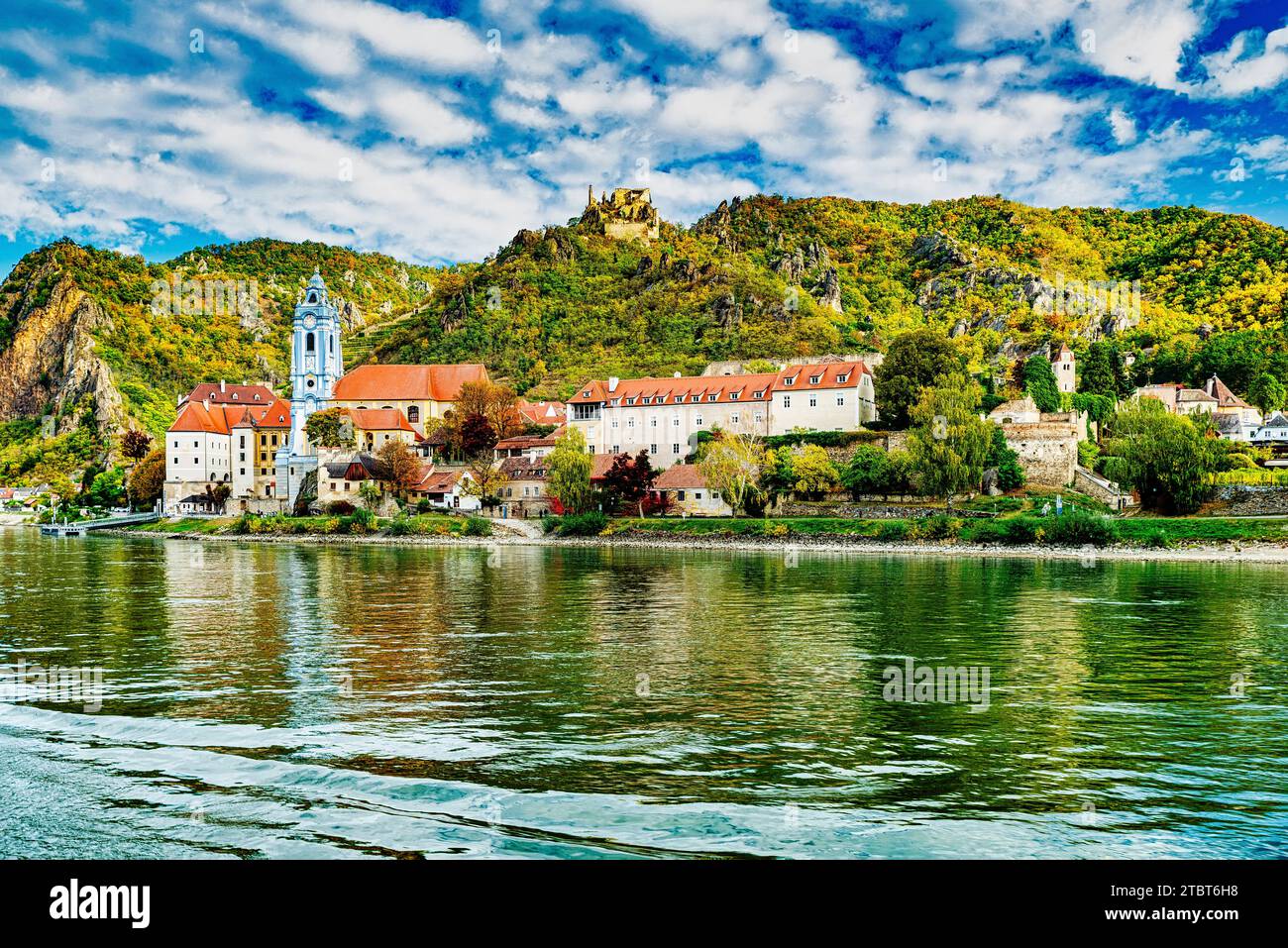 Austria, Lower Austria, Wachau, Dürnstein Castle Ruins, Dürnstein Abbey ...
