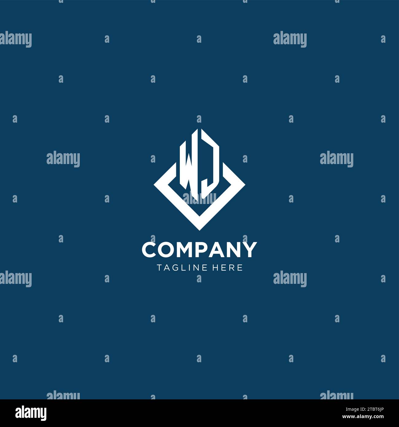 Initial WJ logo square rhombus with lines, modern and elegant logo ...