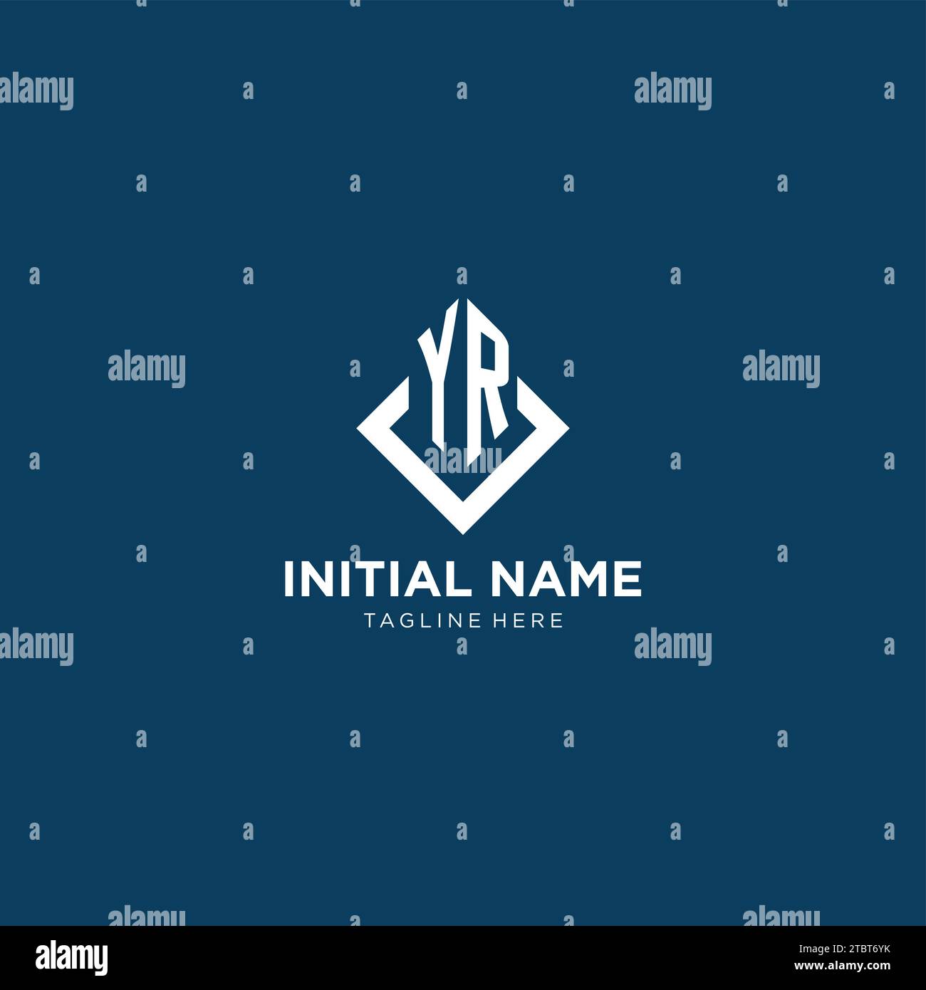 Initial YR logo square rhombus with lines, modern and elegant logo ...