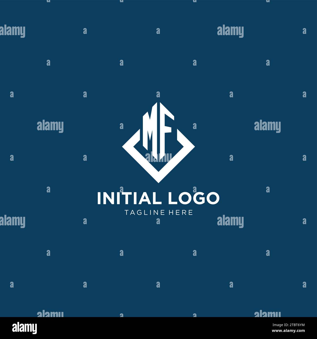 Initial MF logo square rhombus with lines, modern and elegant logo ...