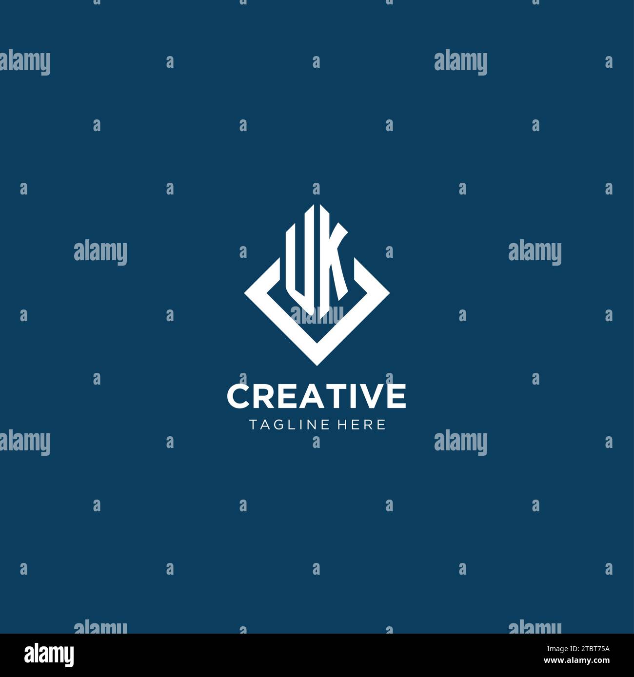 Initial UK logo square rhombus with lines, modern and elegant logo ...