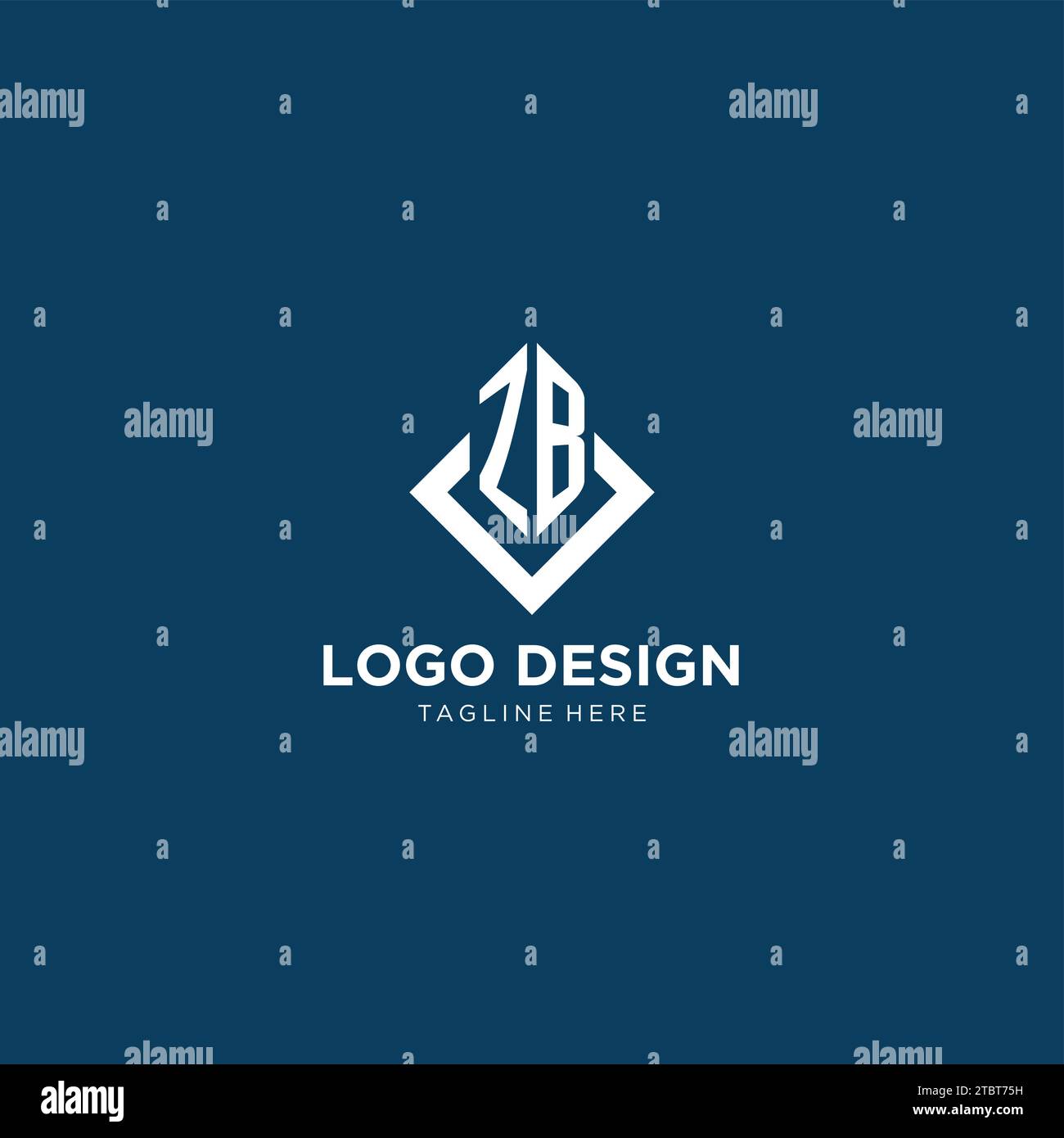 Initial ZB logo square rhombus with lines, modern and elegant logo ...