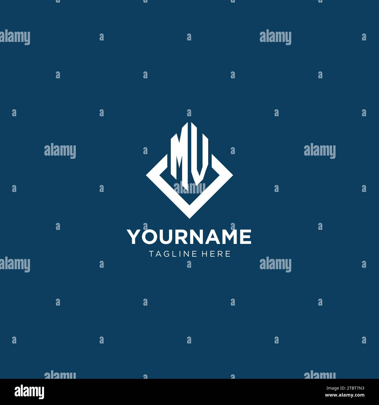 Initial MV logo square rhombus with lines, modern and elegant logo ...