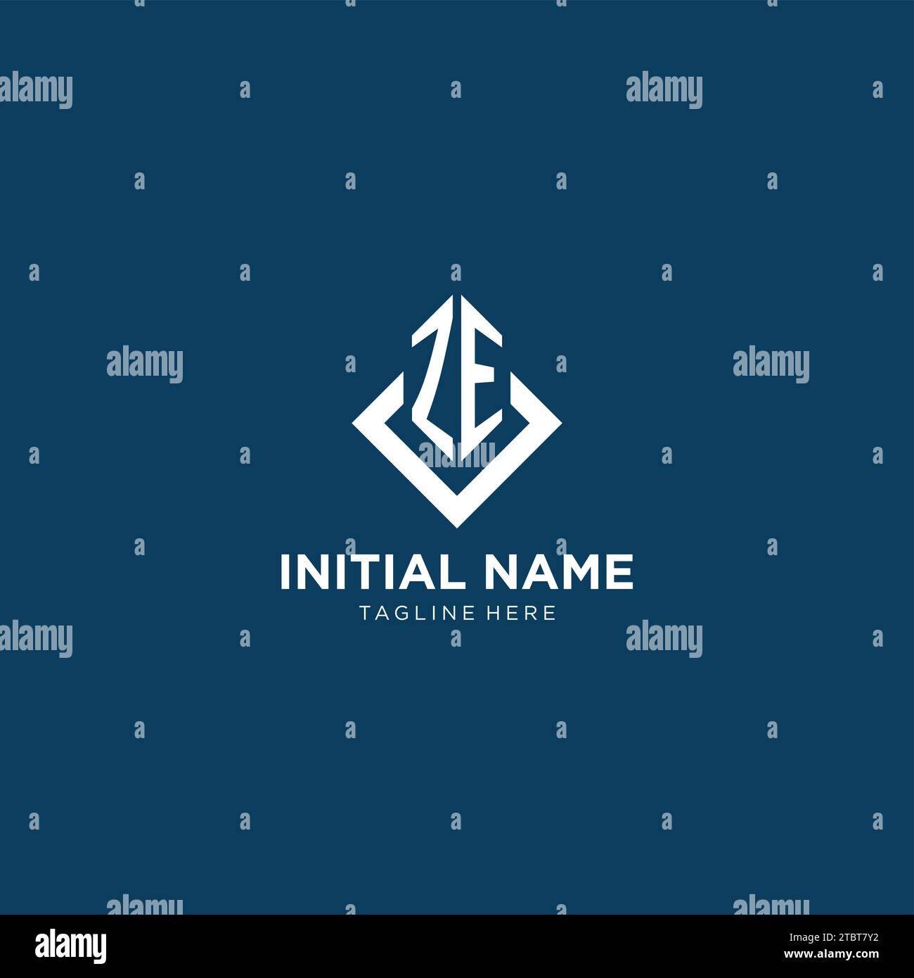 Initial ZE logo square rhombus with lines, modern and elegant logo ...