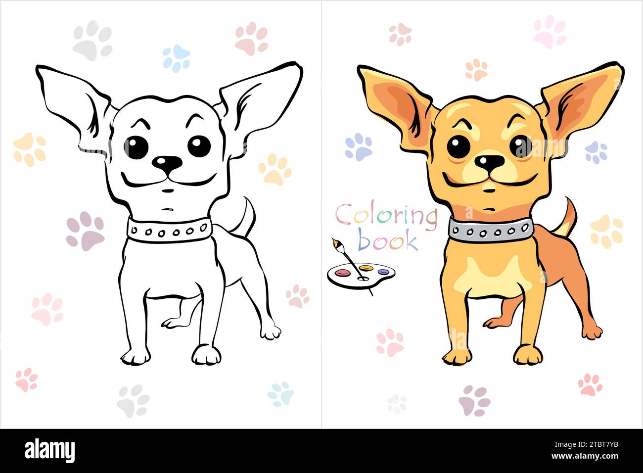 Vector Coloring Book page of Cute funny dog tan shorthaired Chihuahua ...