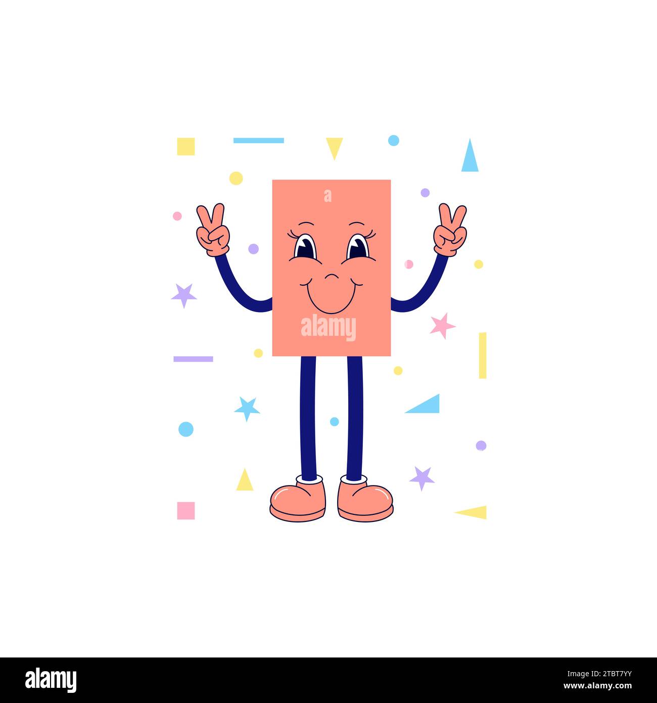 Rectangle in a funny cartoon style. Simple and cute. Educational ...