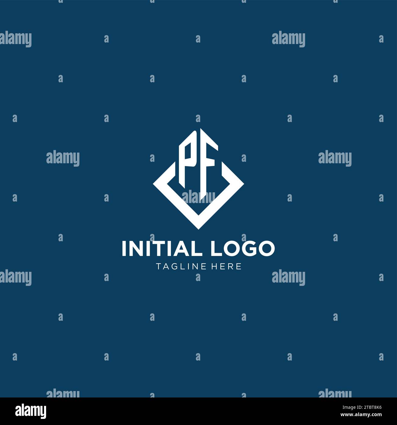 Initial PF logo square rhombus with lines, modern and elegant logo ...