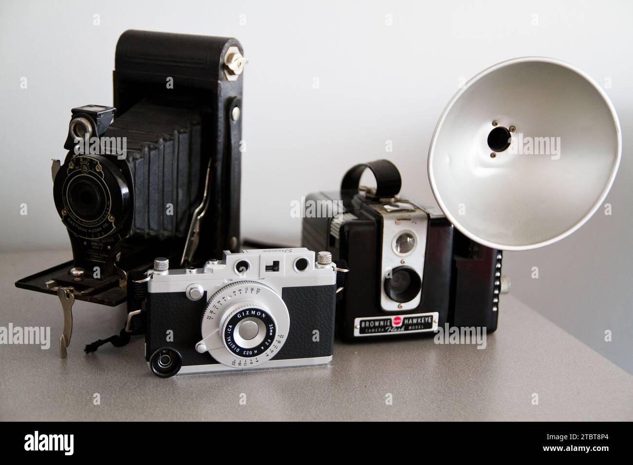 Evolution of Vintage Cameras on Neutral Background Stock Photo - Alamy