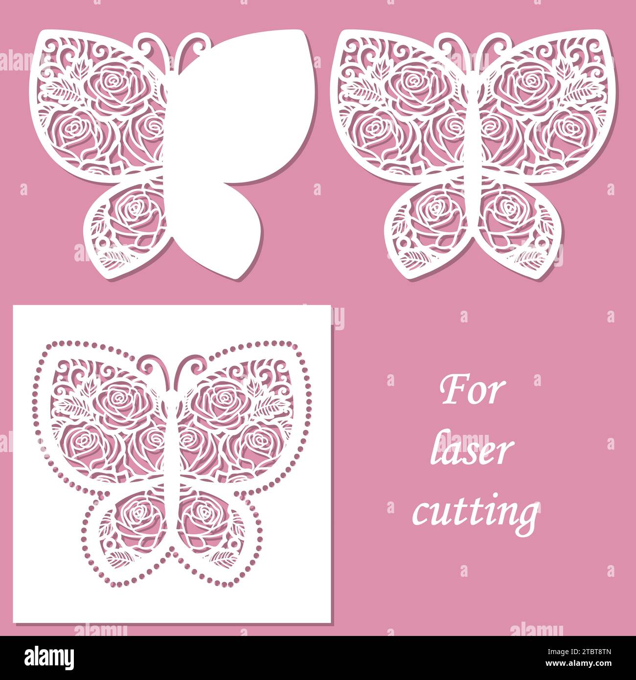 Butterfly With Floral Pattern Template For Laser Cutting From Paper