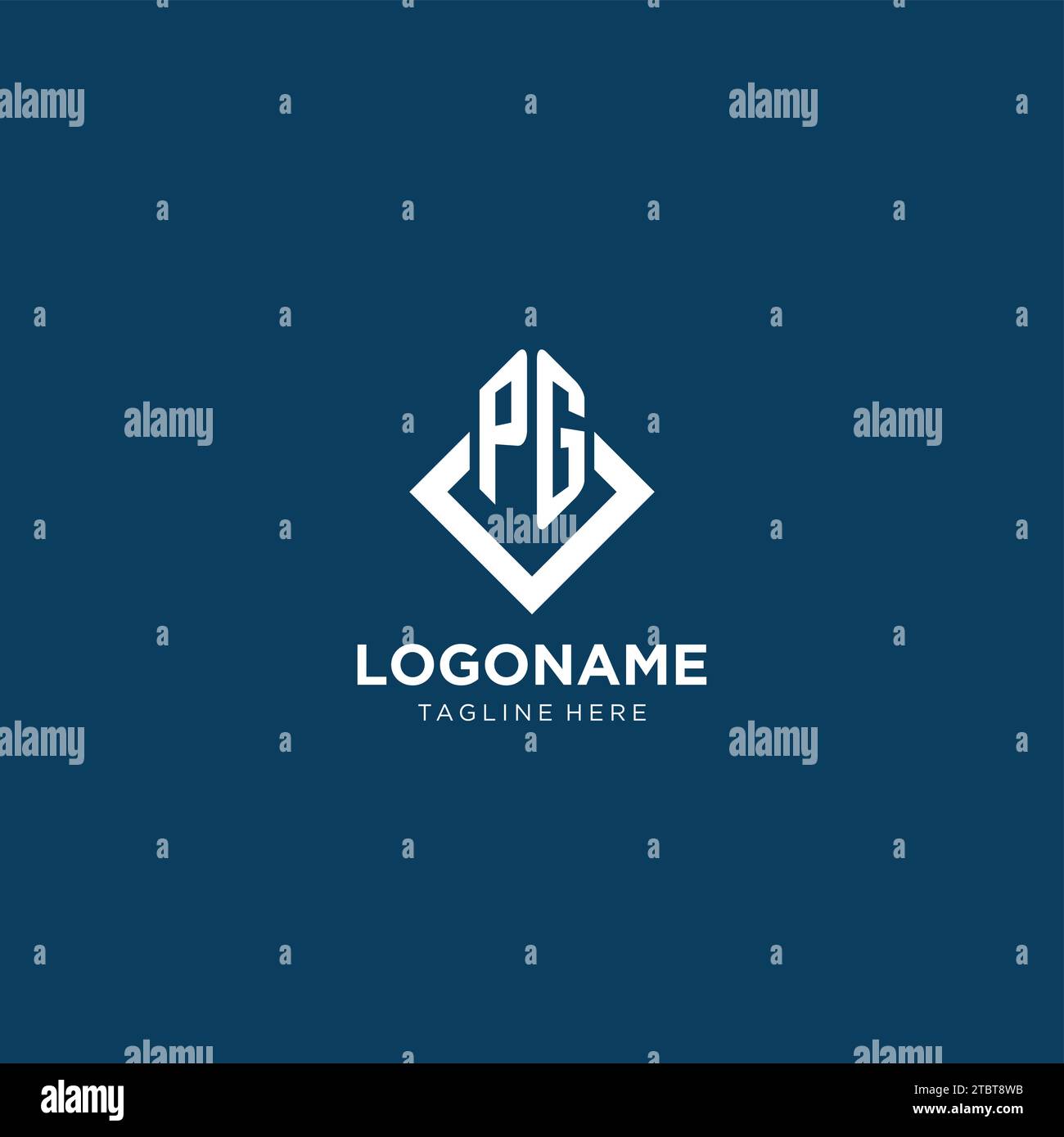 Initial PG logo square rhombus with lines, modern and elegant logo ...