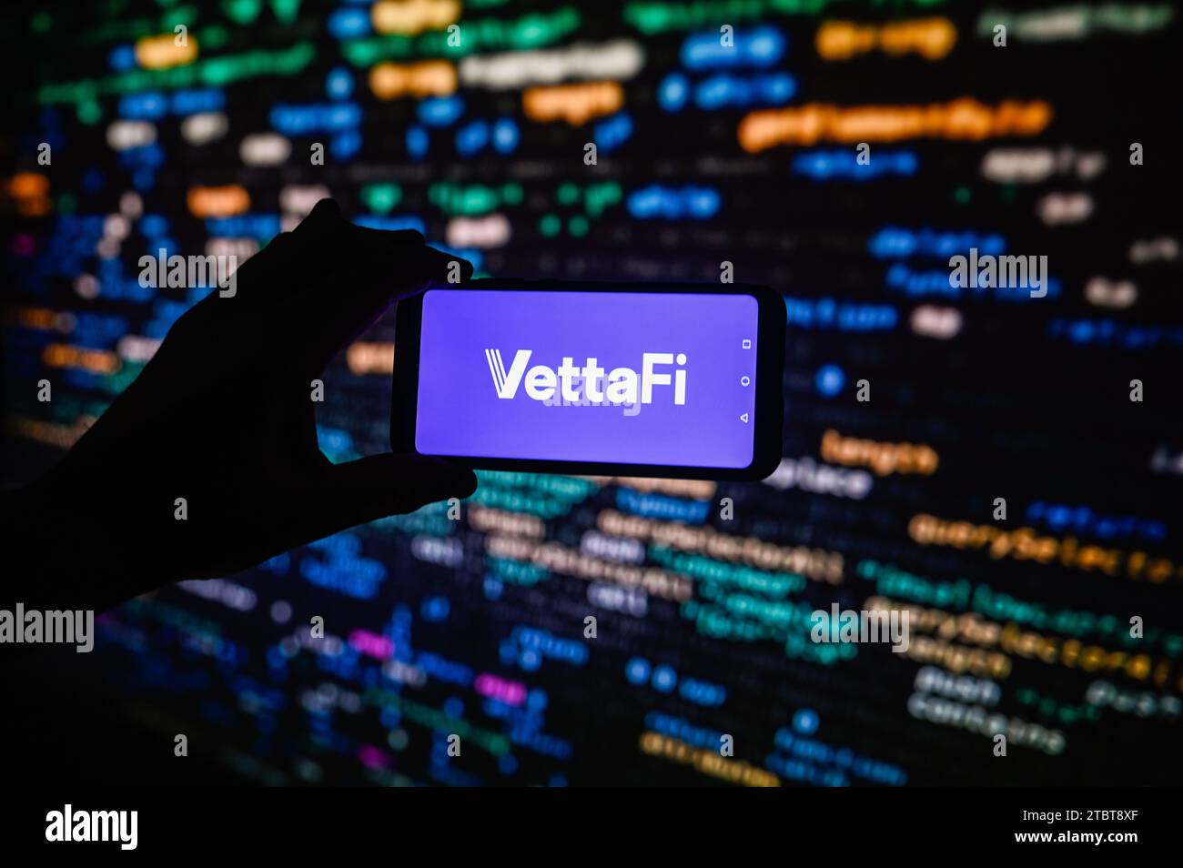 Poland. 8th Dec, 2023. In this photo illustration a VettaFi logo is ...