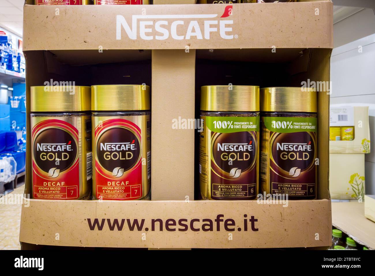 Italy - November 29, 2023: Nescafe Gold and Nescafe Decaf instant ...