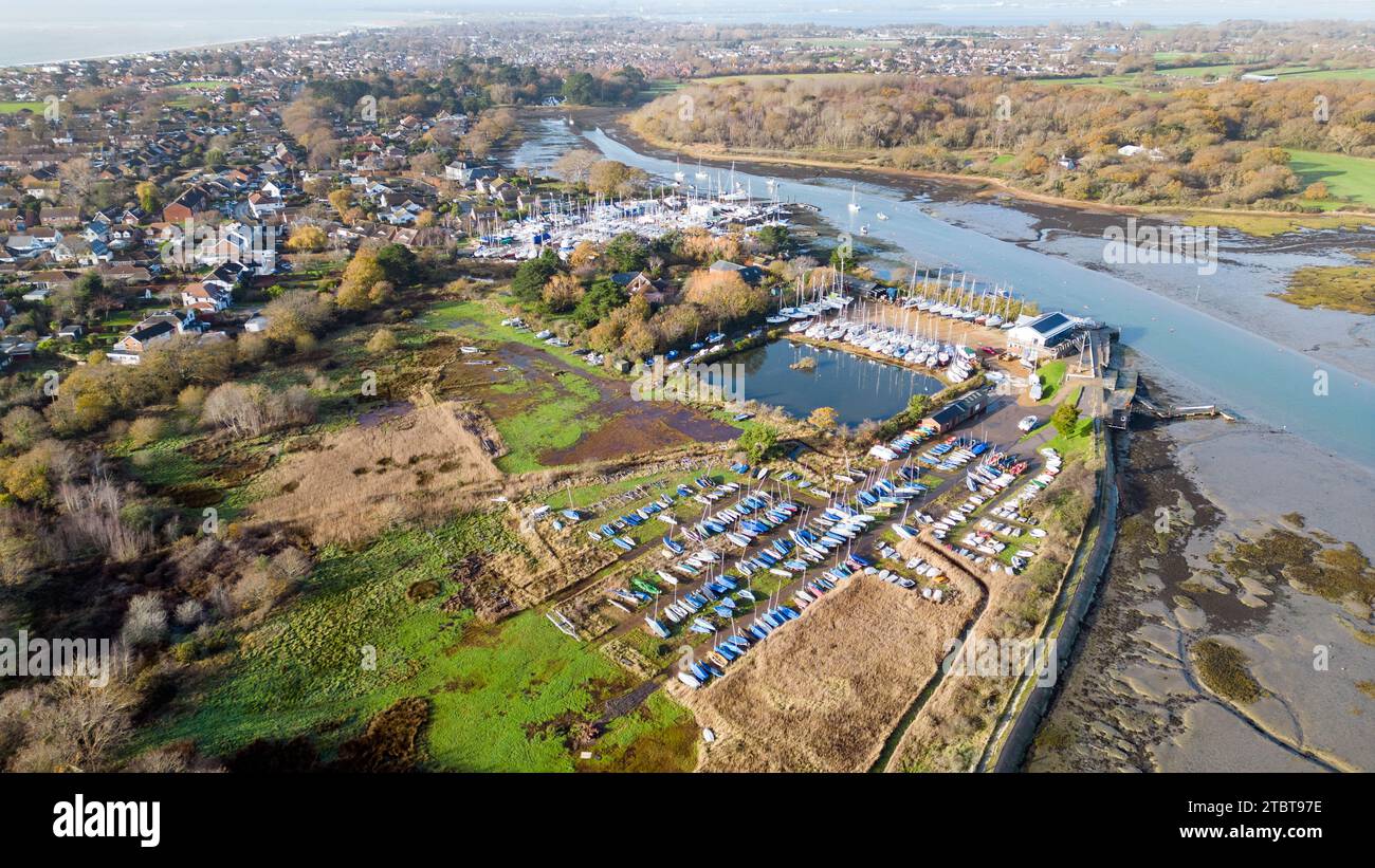 Aerial view of Mengham Rythe creek on Hayling Island, Hampshire Stock ...