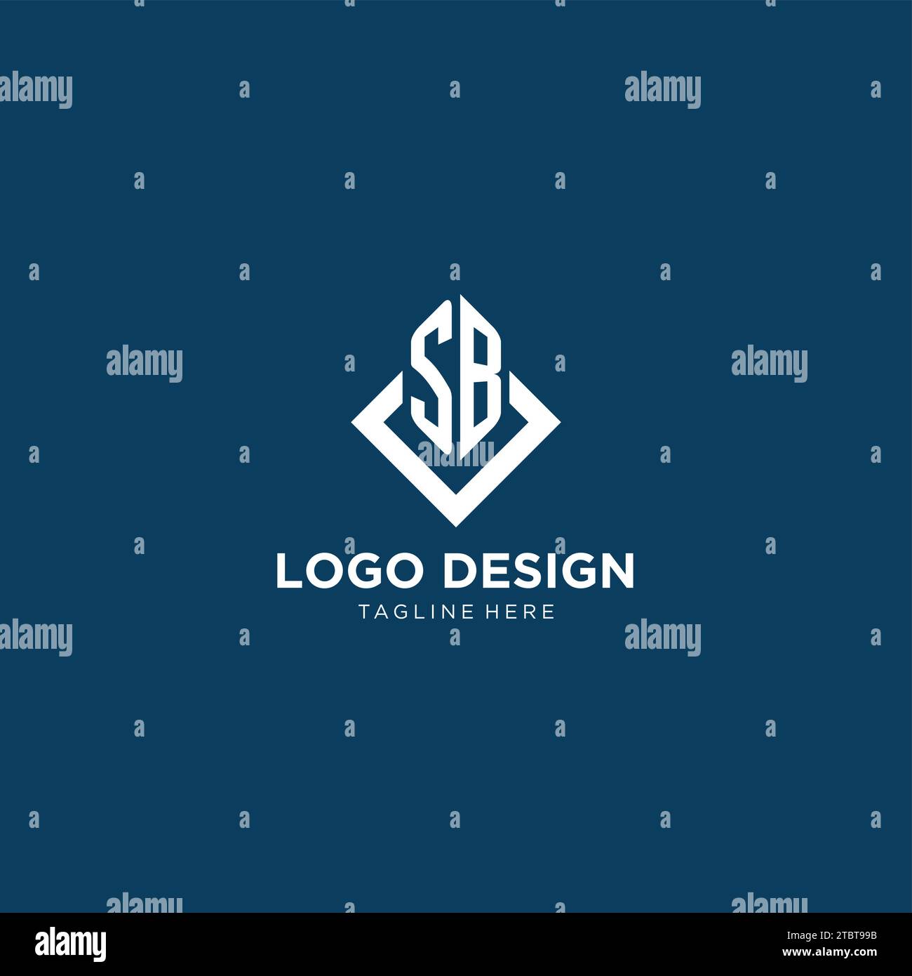 Initial SB logo square rhombus with lines, modern and elegant logo ...