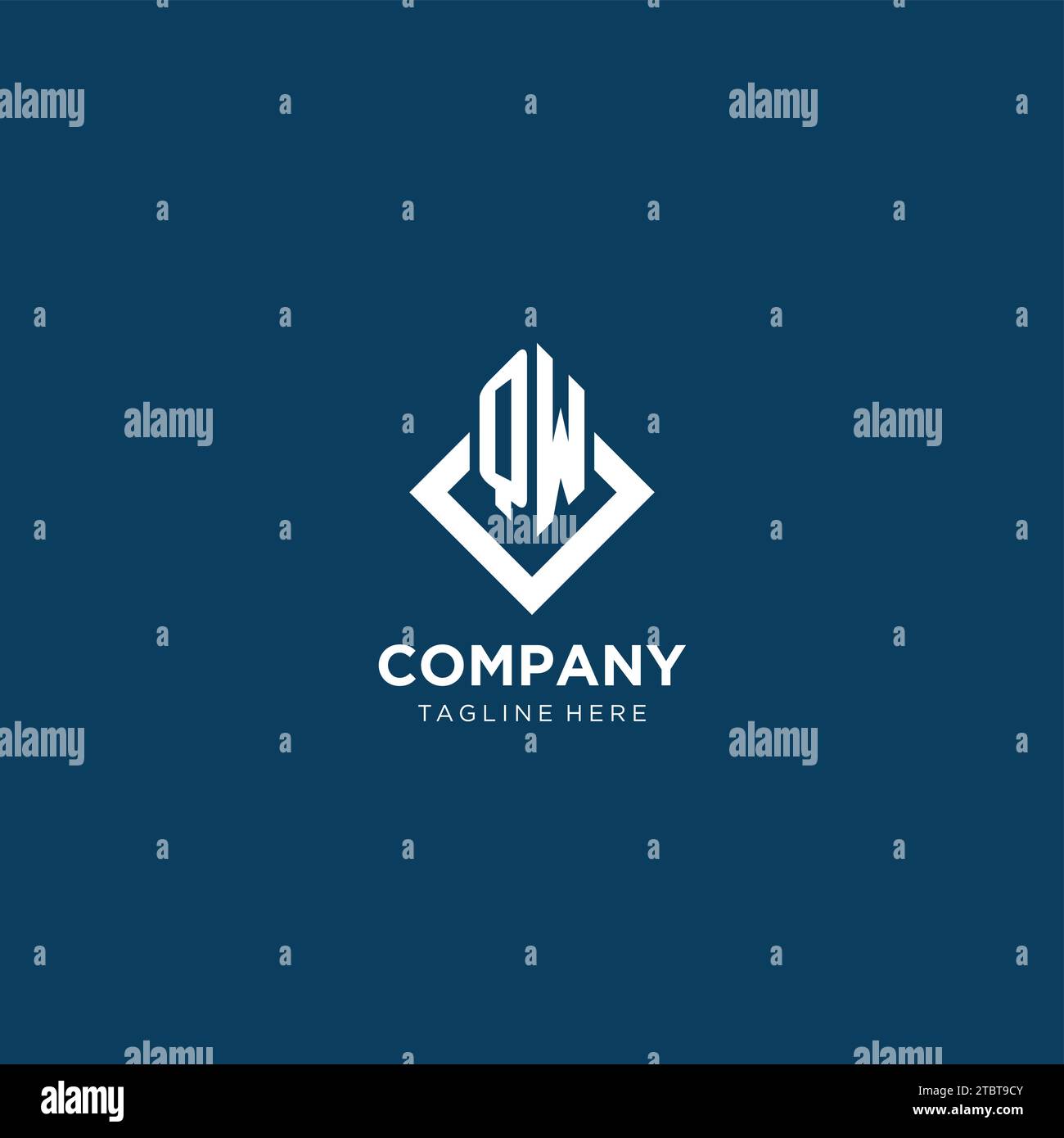 Initial QW logo square rhombus with lines, modern and elegant logo ...