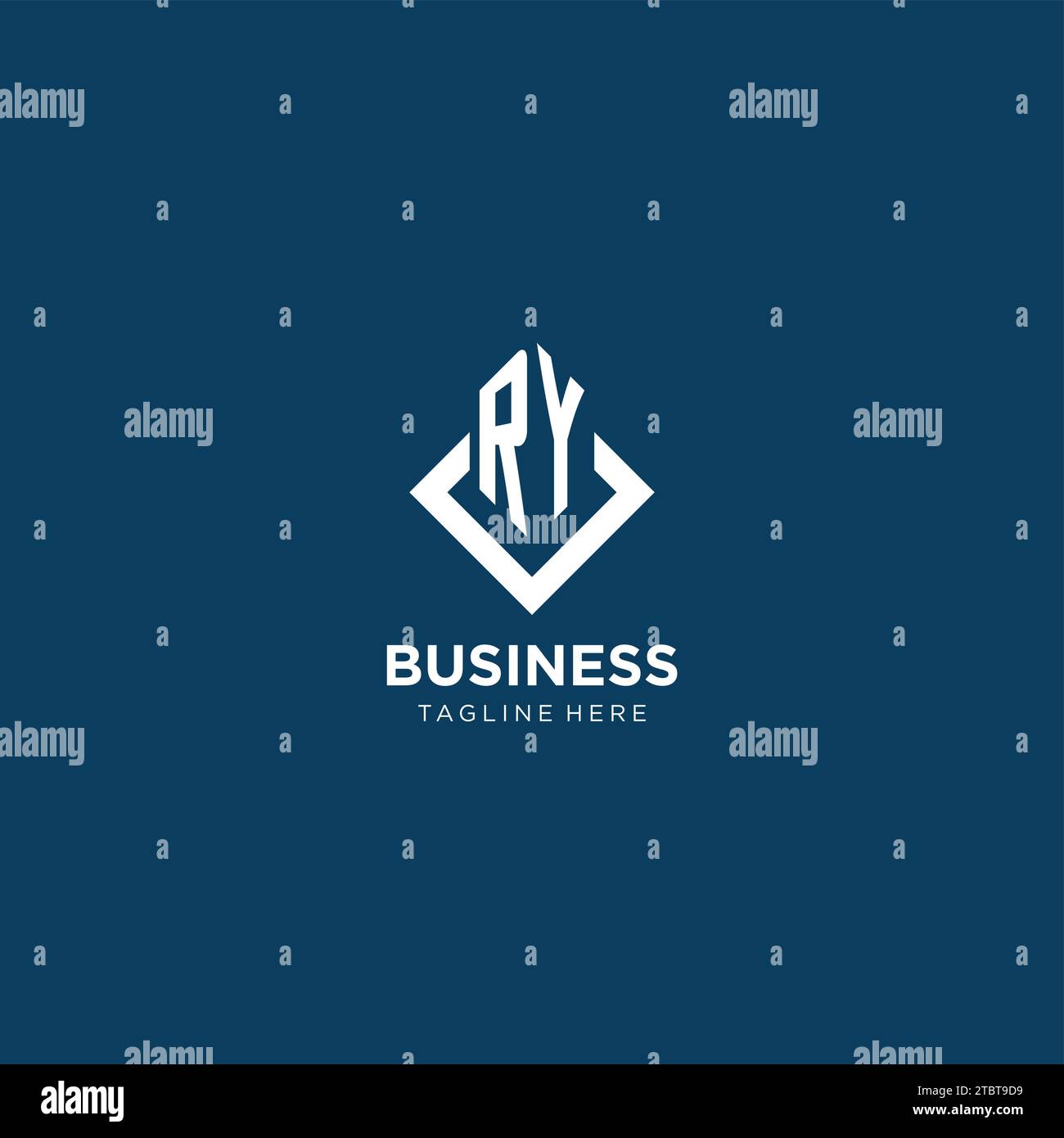 Initial RY logo square rhombus with lines, modern and elegant logo ...