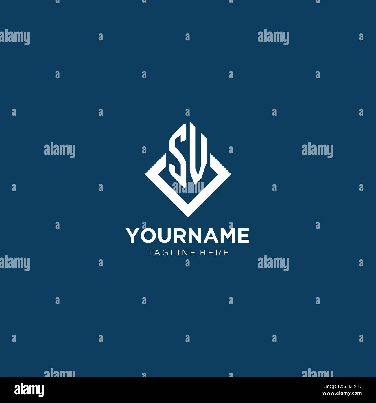 Initial SV logo square rhombus with lines, modern and elegant logo ...