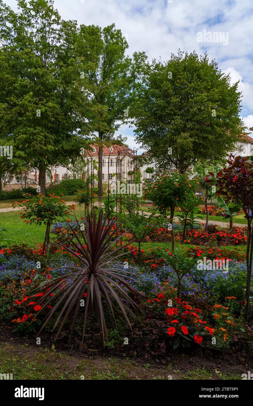 Spa park in the Bavarian State Spa Bad Bocklet, Bad Kissingen district ...
