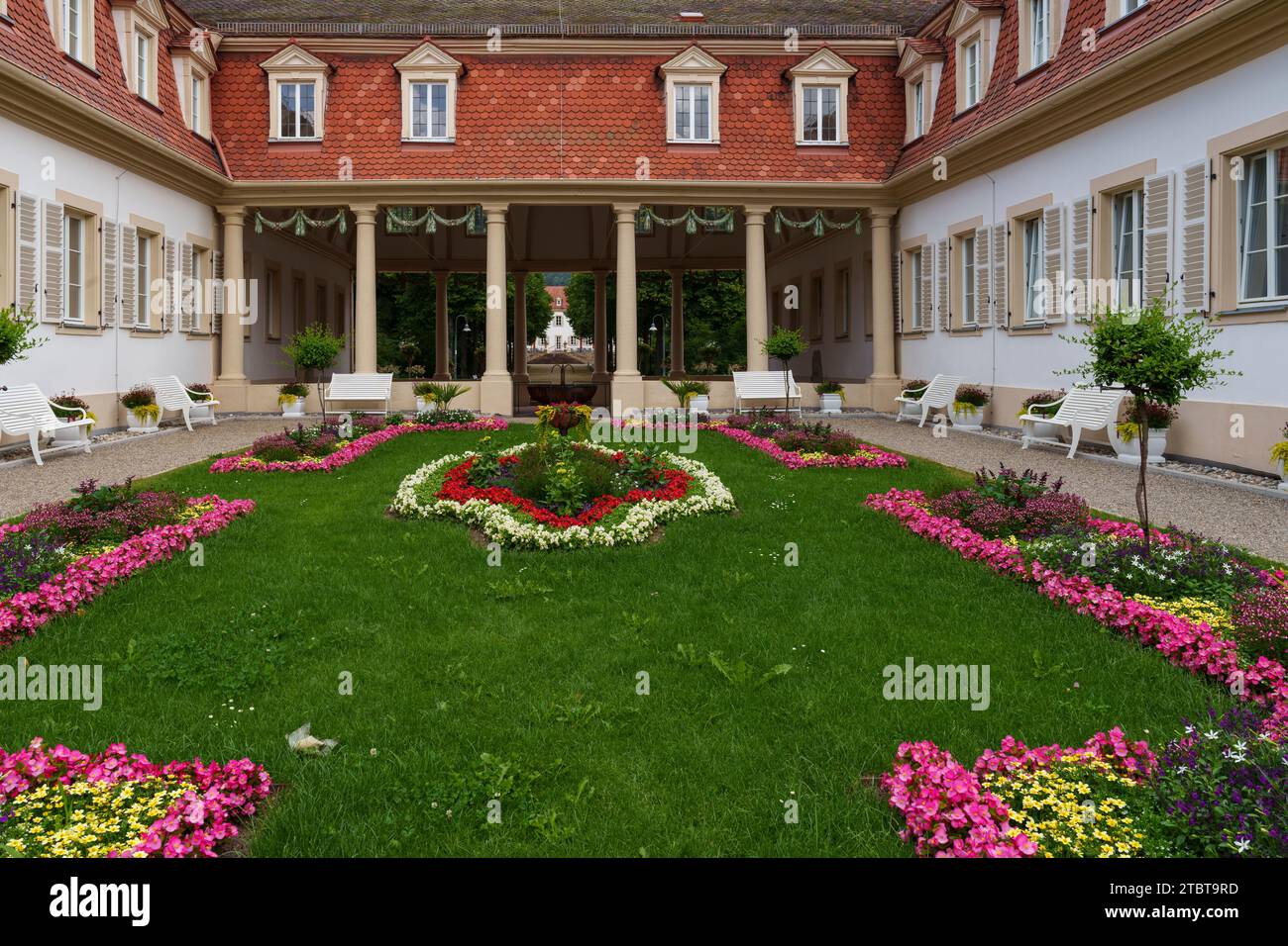 Spa park in the Bavarian State Spa Bad Bocklet, Bad Kissingen district ...
