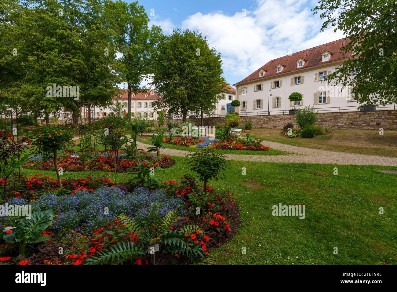 Spa park in the Bavarian State Spa Bad Bocklet, Bad Kissingen district ...
