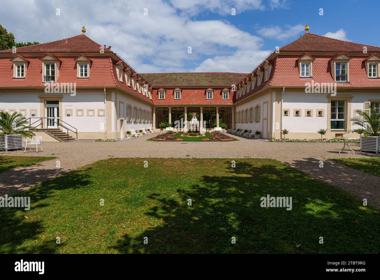 Spa park in the Bavarian State Spa Bad Bocklet, Bad Kissingen district ...