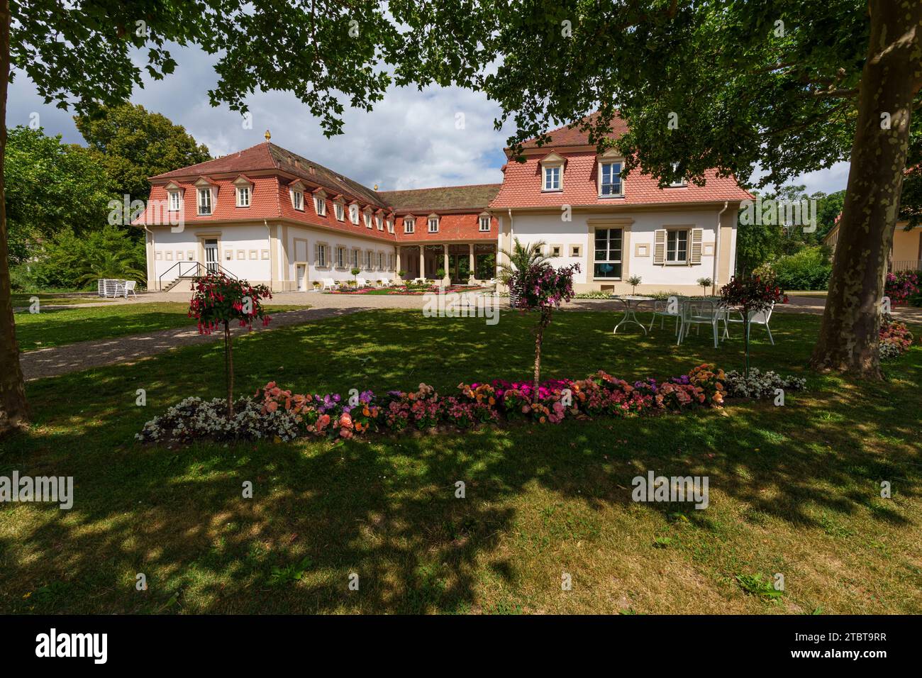 Spa park in the Bavarian State Spa Bad Bocklet, Bad Kissingen district ...