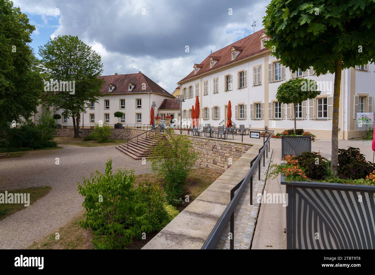 Spa park in the Bavarian State Spa Bad Bocklet, Bad Kissingen district ...