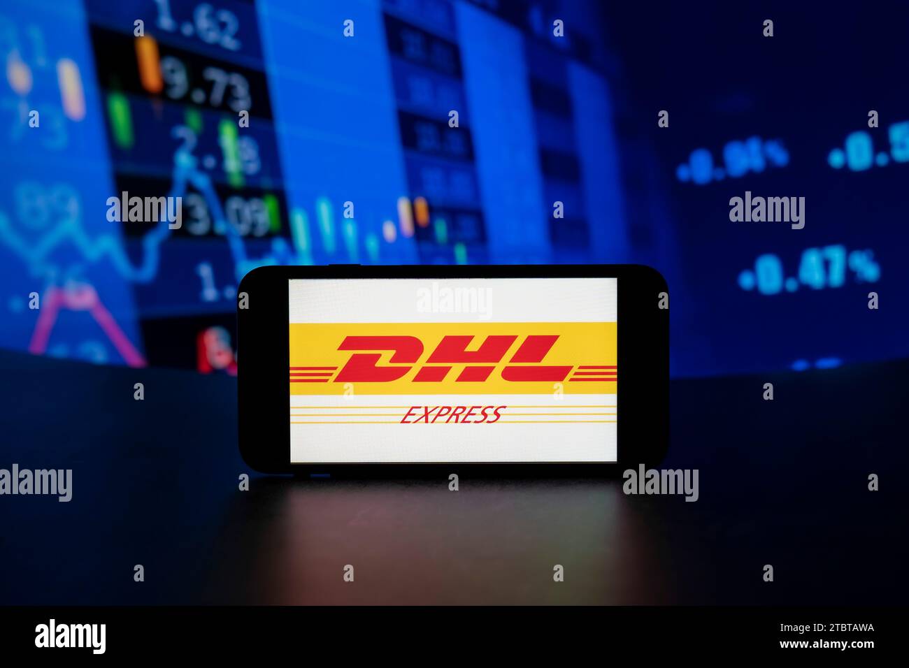 In this photo illustration, the DHL Express logo is seen displayed on a ...