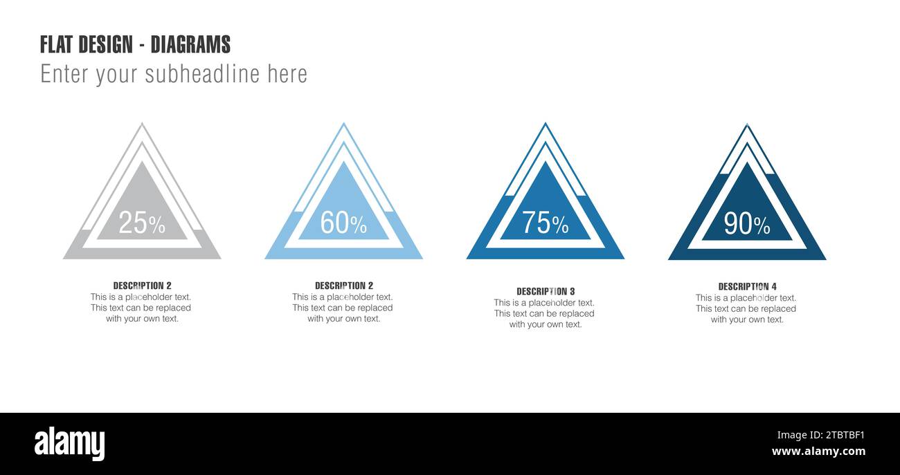 Diagrams for Flat Design. Template for vector infographic components featuring a blue percentage ...
