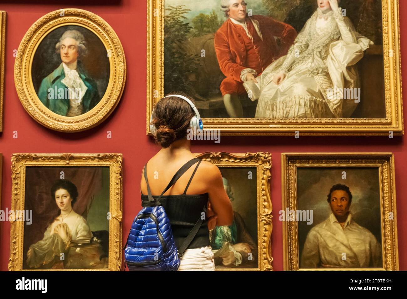 England, London, National Portrait Gallery, interior view with Visitors ...