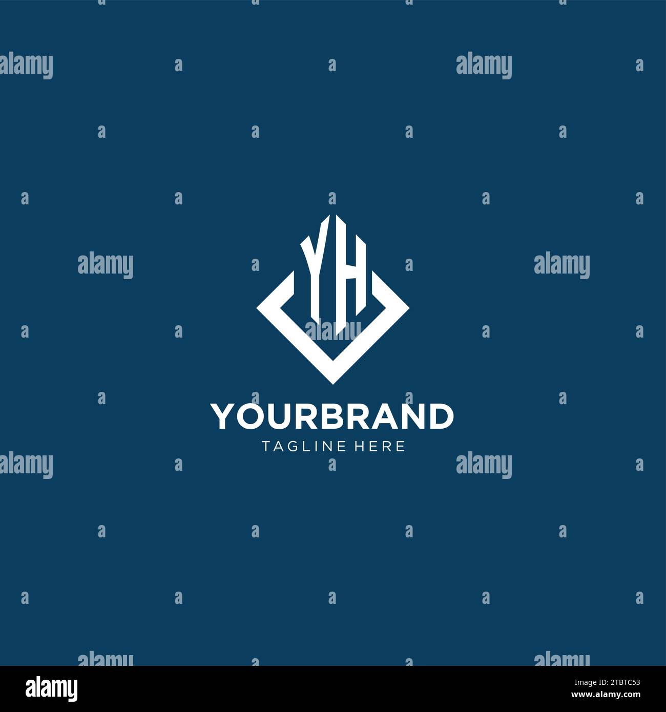 Initial YH logo square rhombus with lines, modern and elegant logo ...