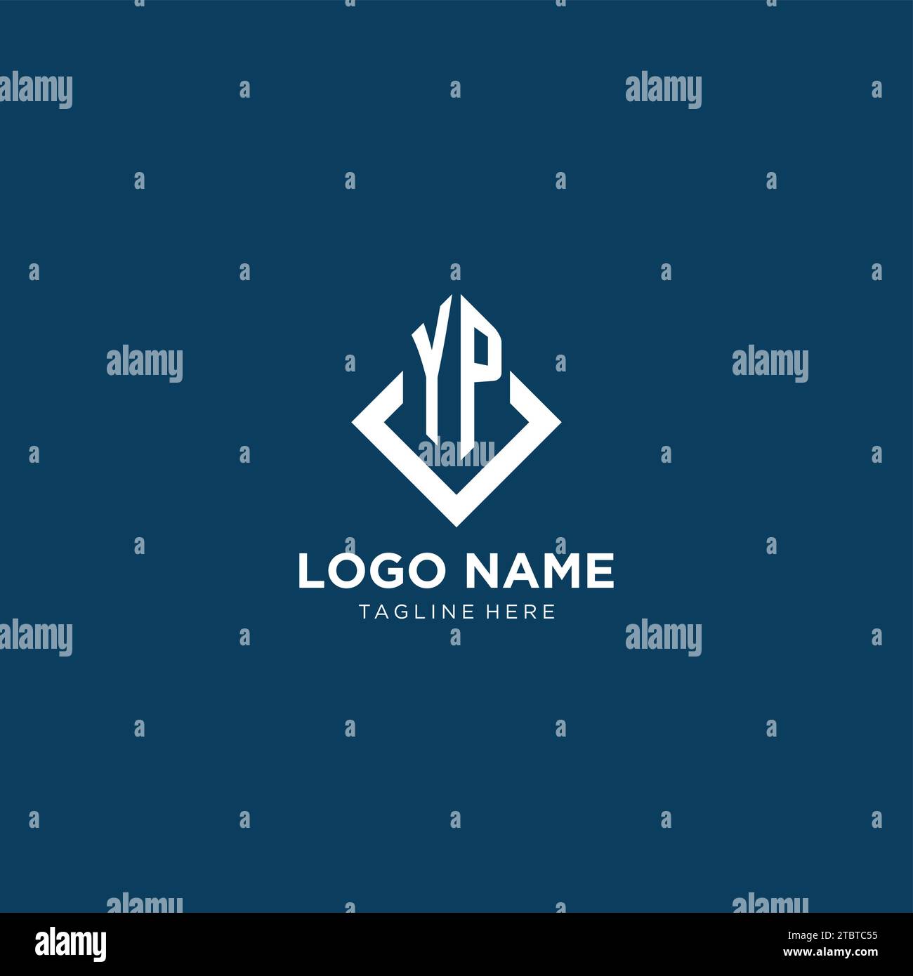 Initial YP logo square rhombus with lines, modern and elegant logo ...