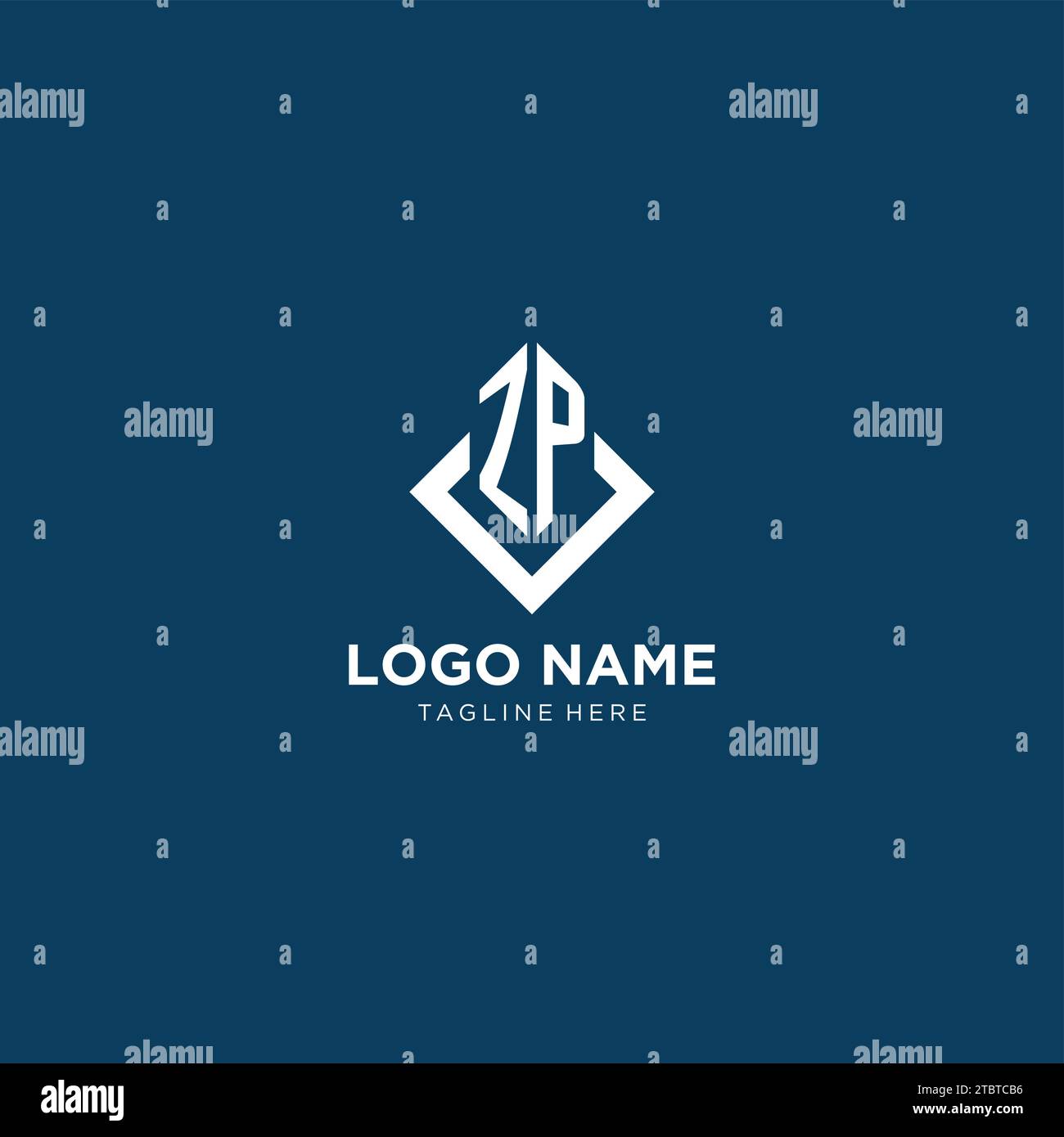 Initial ZP logo square rhombus with lines, modern and elegant logo design vector graphic Stock ...