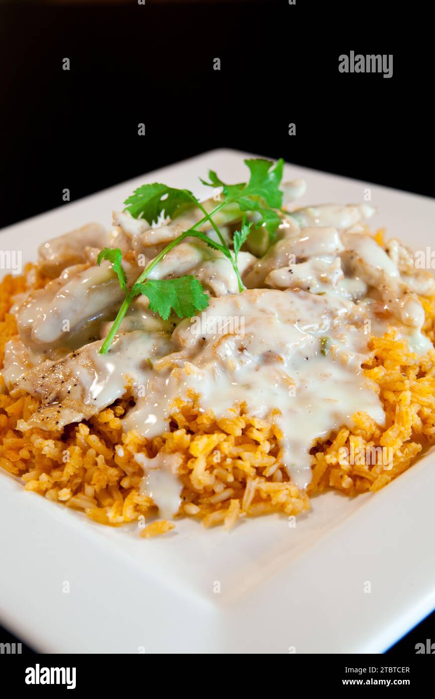 Close-up of Arroz con Pollo, Plated Mexican Grilled Chicken with ...