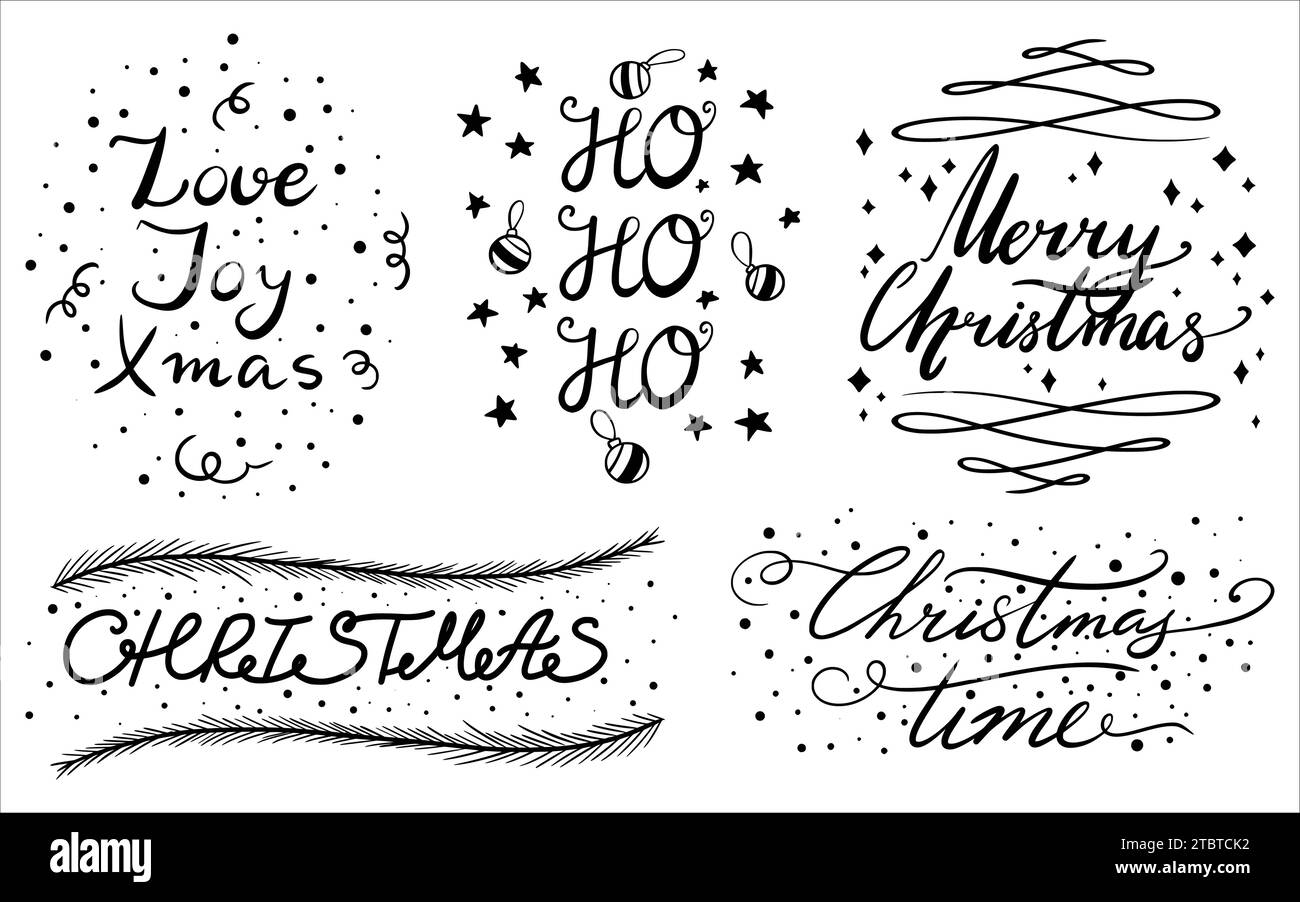 set of phrases merry christmas, lettering. Christmas calligraphy Stock ...