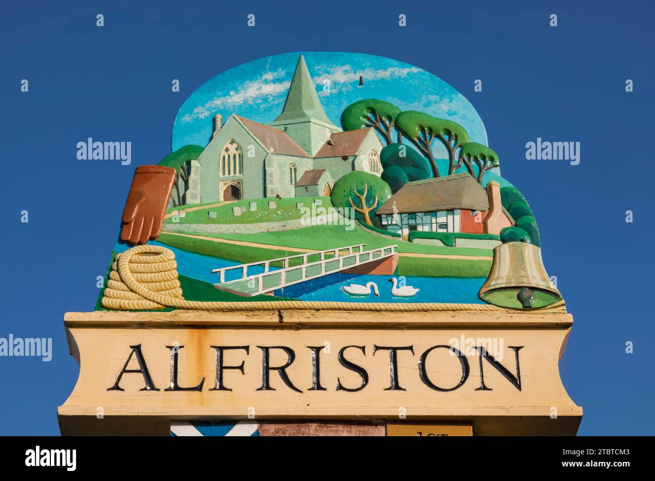 England, East Sussex, Alfriston, Alfriston Village Sign Stock Photo - Alamy