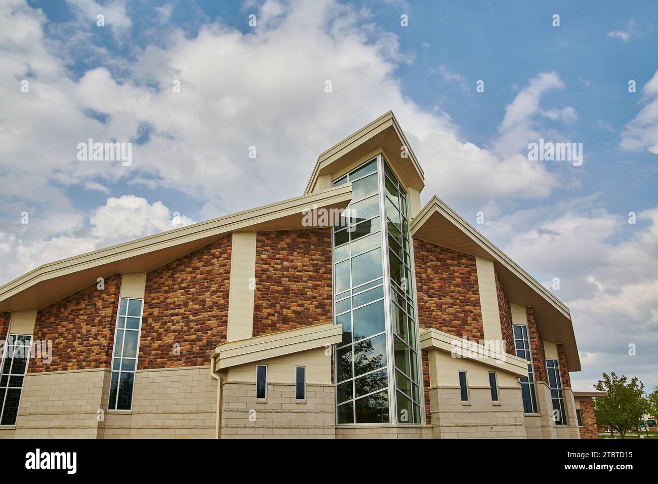 Modern Brick and Glass Church Building in Midwest America Stock Photo ...