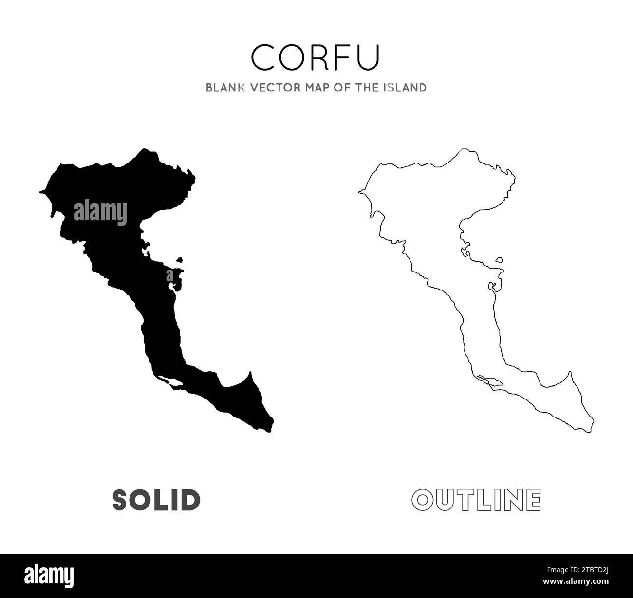 Corfu map. Blank vector map of the Island. Borders of Corfu for your ...