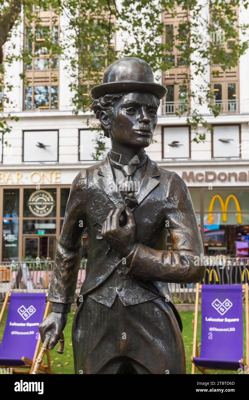 England, London, Leicester Square, Charlie Chaplin Statue Stock Photo ...