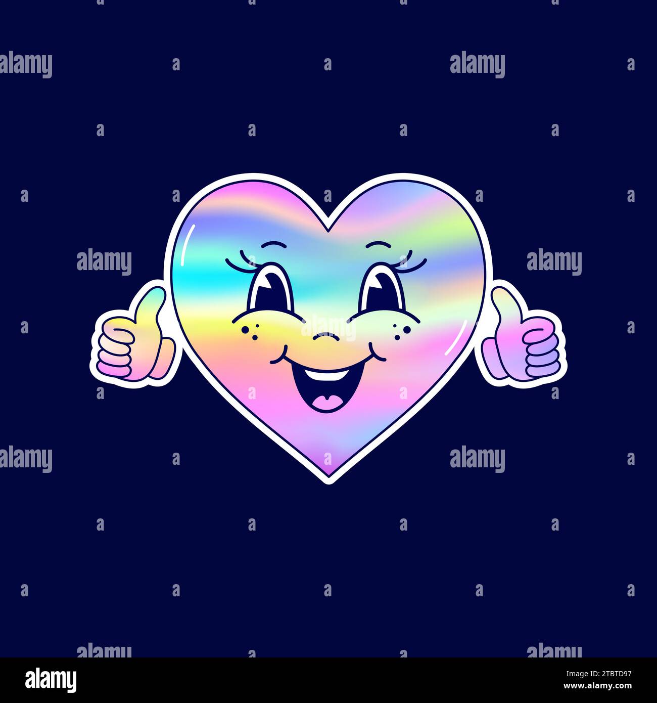 Sticker of cartoon heart on blue background Stock Vector Image & Art ...