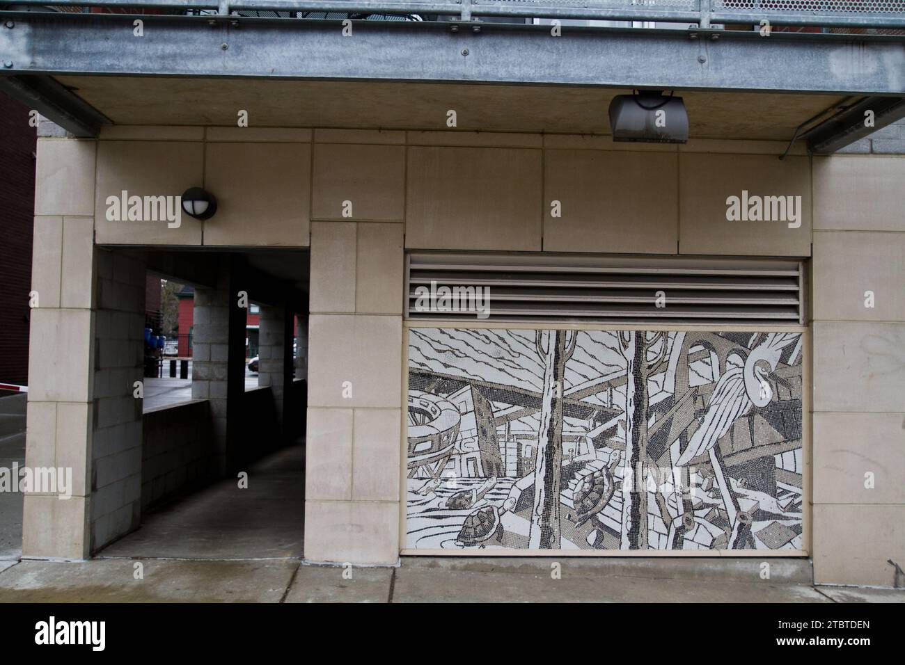 Urban Mosaic Mural in Architectural Alcove, Ann Arbor Michigan Stock ...