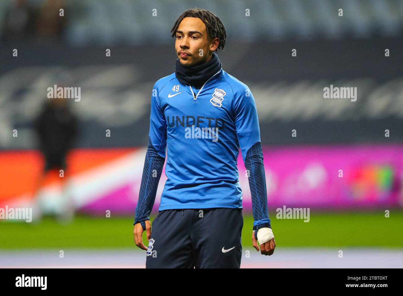Romelle Donovan #49 of Birmingham City during the pre-game warmup ahead ...
