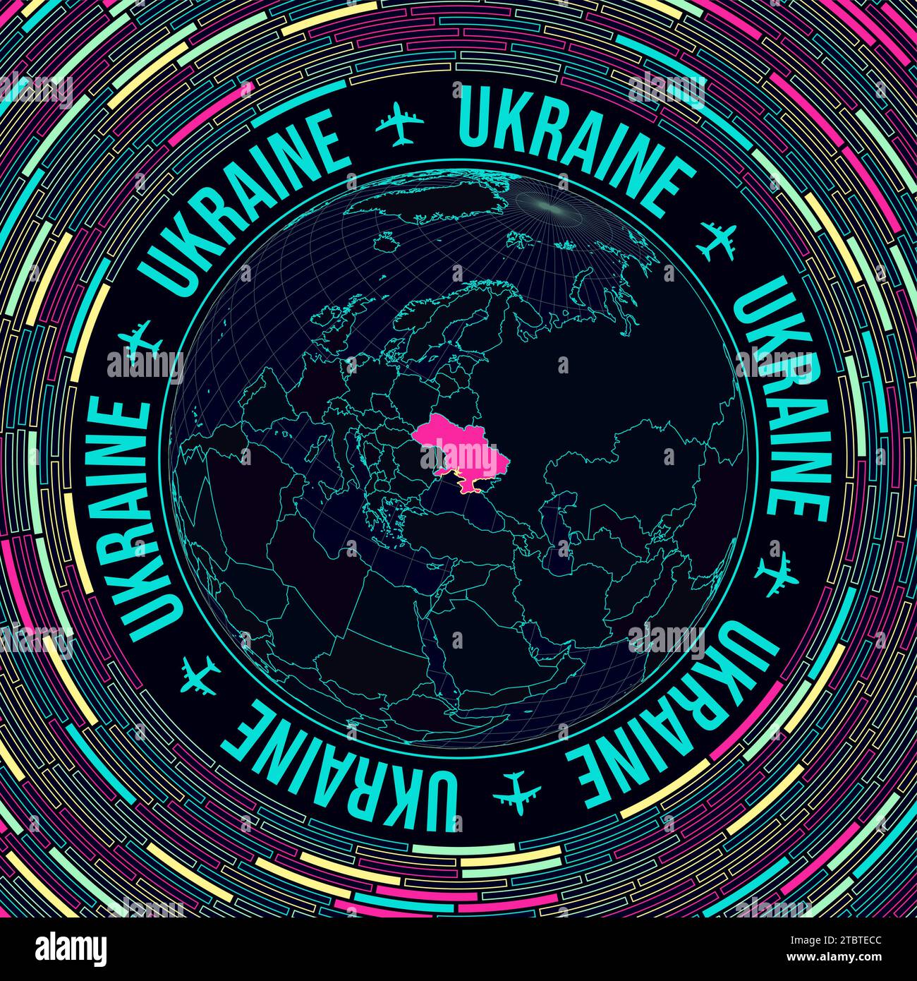 Ukraine on globe. Satellite view of the world centered to Ukraine ...