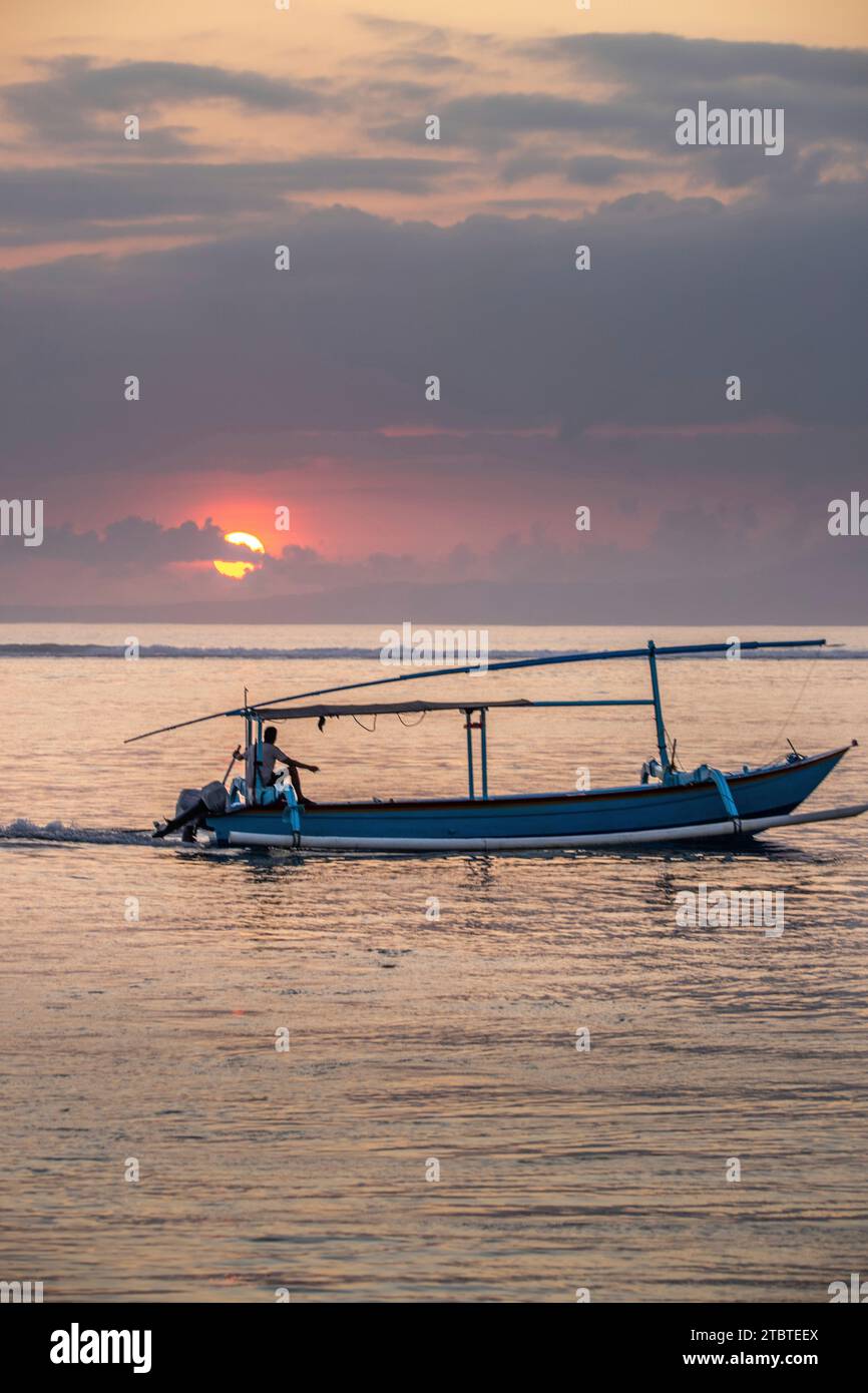 Morning landscape taken on a sandy beach, view over the sea to the ...