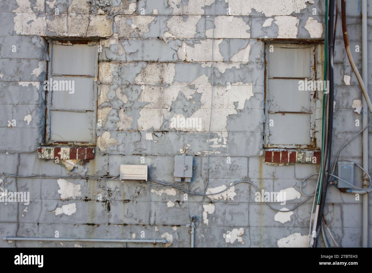 Close-Up of Aging Gray Concrete Wall with Electrical Conduits and ...