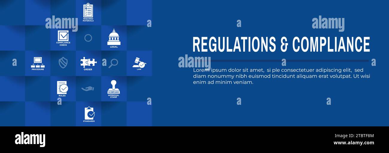 Regulations and Compliance Web Header Banner - Icon Set - Governmental ...