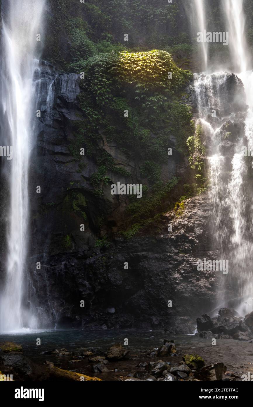 The Sekumpul waterfall, a large waterfall in the middle of the jungle ...