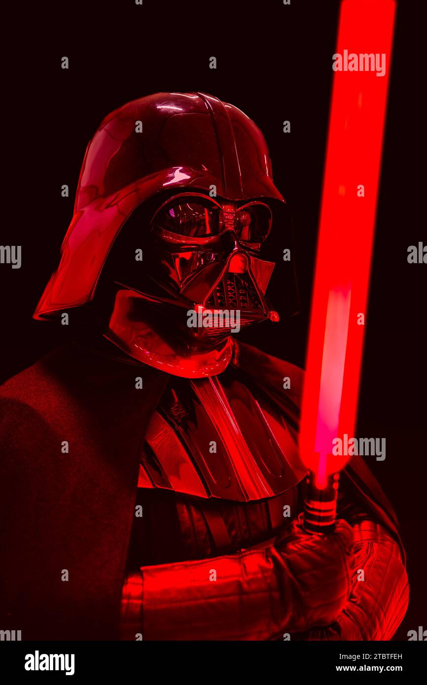 NEC, BIRMINGHAM, UK - DECEMBER 3, 2023. A male cosplay at a comic con ...