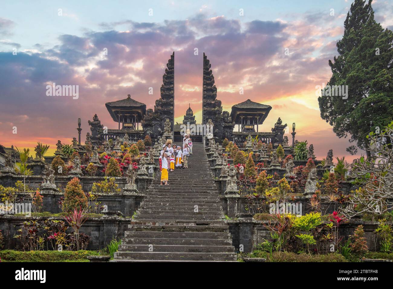 The Besakih Temple on the Agung volcano, the holiest and most important temple in the Hindu ...