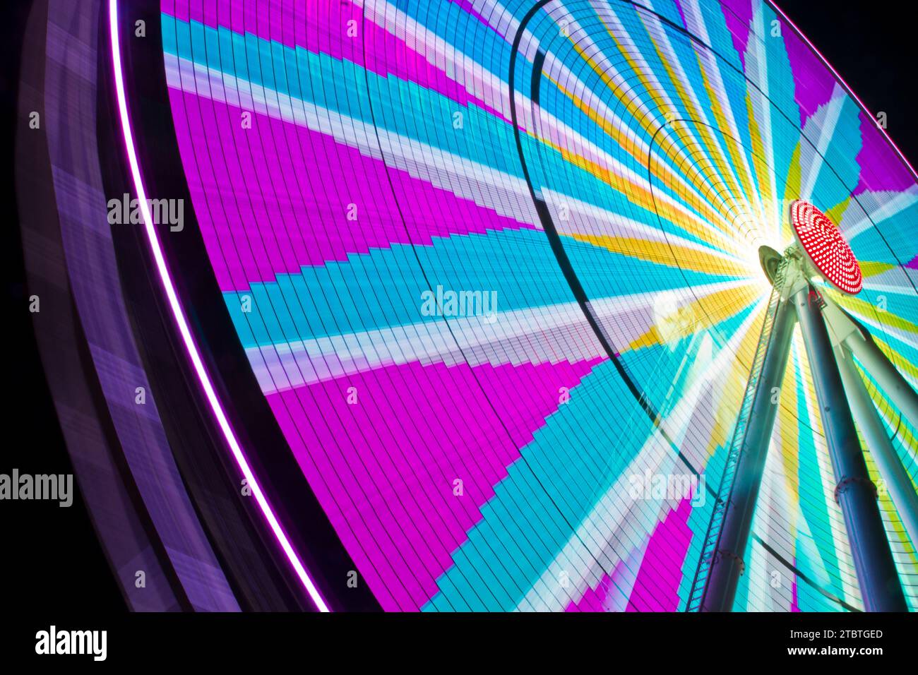 Neon Detail of Ferris Wheel in Motion under Night Sky at Tennessee Festival Stock Photo - Alamy